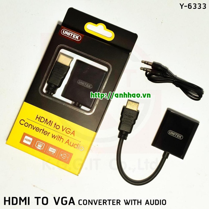 Cung cấp cáp chuyển đổi tín hiệu HDMI sang VGA + Audio Unitek Y6333