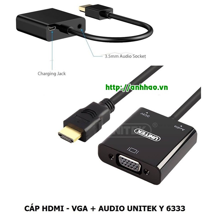 Cung cấp cáp chuyển đổi tín hiệu HDMI sang VGA + Audio Unitek Y6333