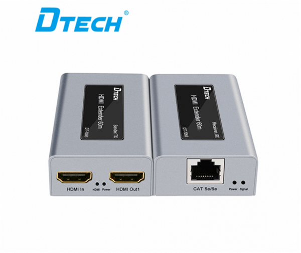 Bộ kéo dài HDMI 60M qua LAN Dtech DT-7053 MS | Hỗ trợ IR, Full HD 1080p